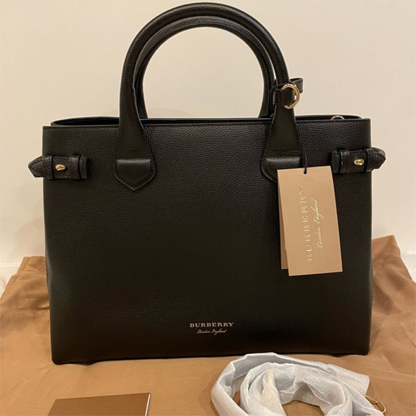 Burberry Derby Calfskin Check Medium Banner Black - Sabatu